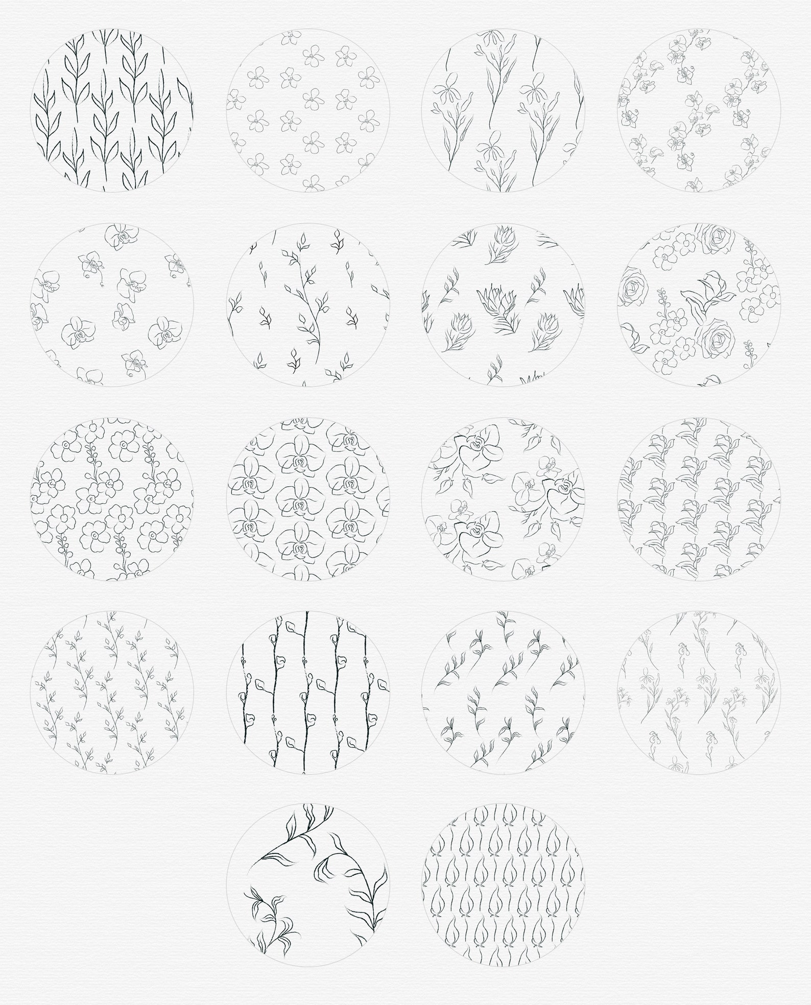 38 Line Drawing Floral Patterns ~ Collection of Elegant Hand Drawn ...