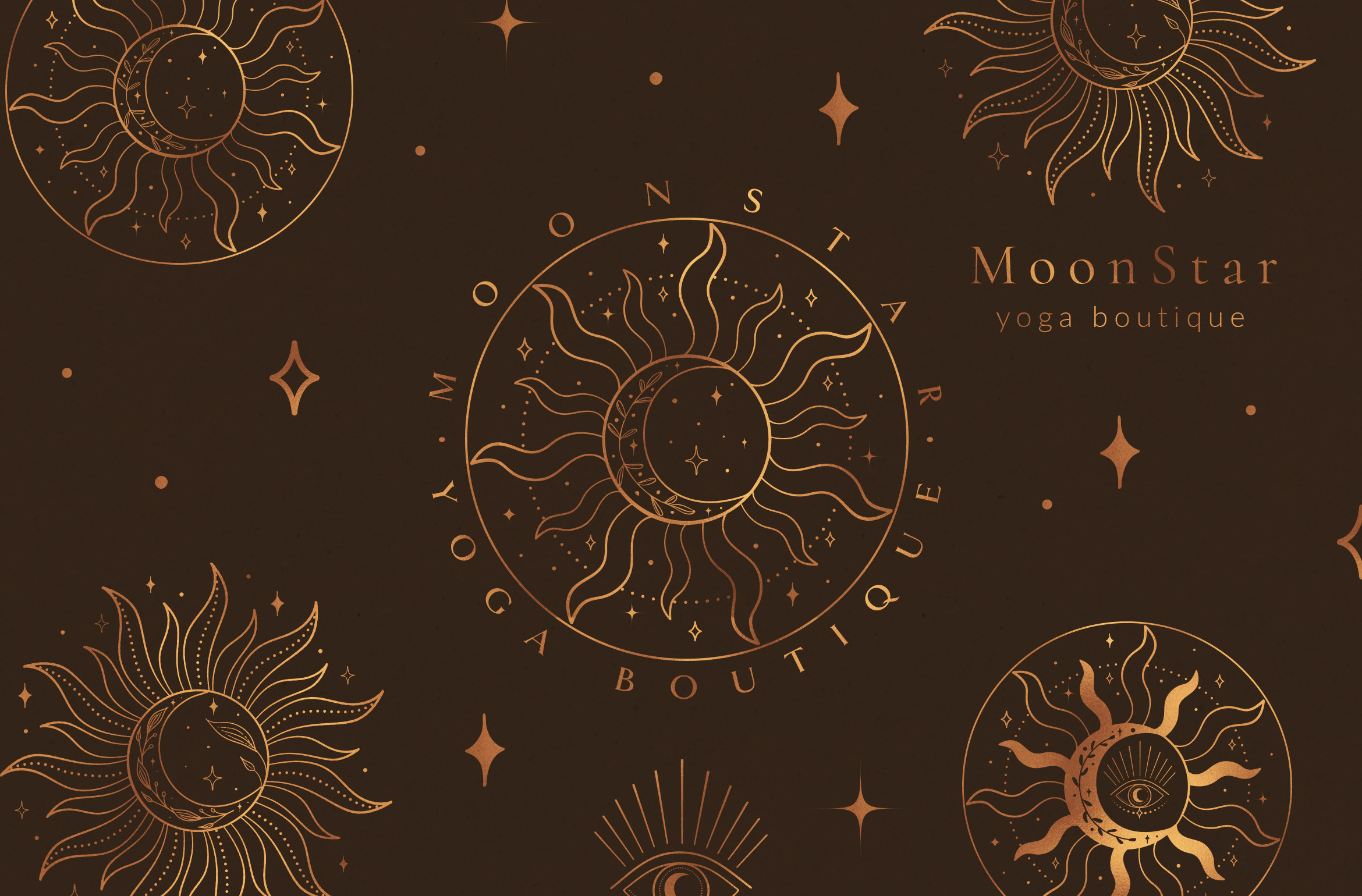 Premade Sun Moon Brand Logo Design for Blog or Small Business, Line Art ...