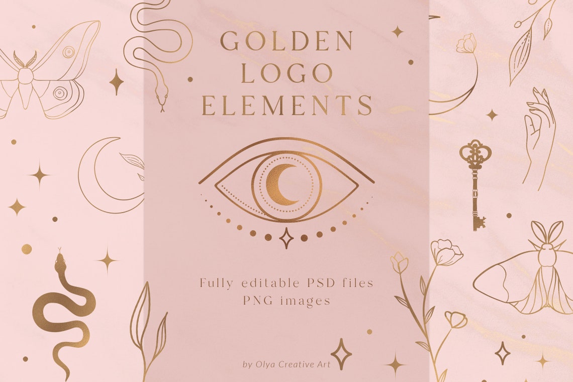 Golden Logo Elements Illustrations. Esoteric Mystic Symbols: - Etsy