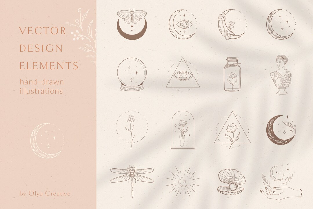 Logo Design Elements Hand Drawn Vector Illustrations for Miscellaneous ...