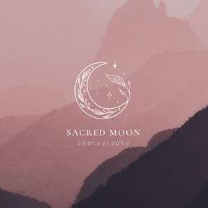 Premade Moon Brand Logo Design for Blog or Small Business, Line Art ...