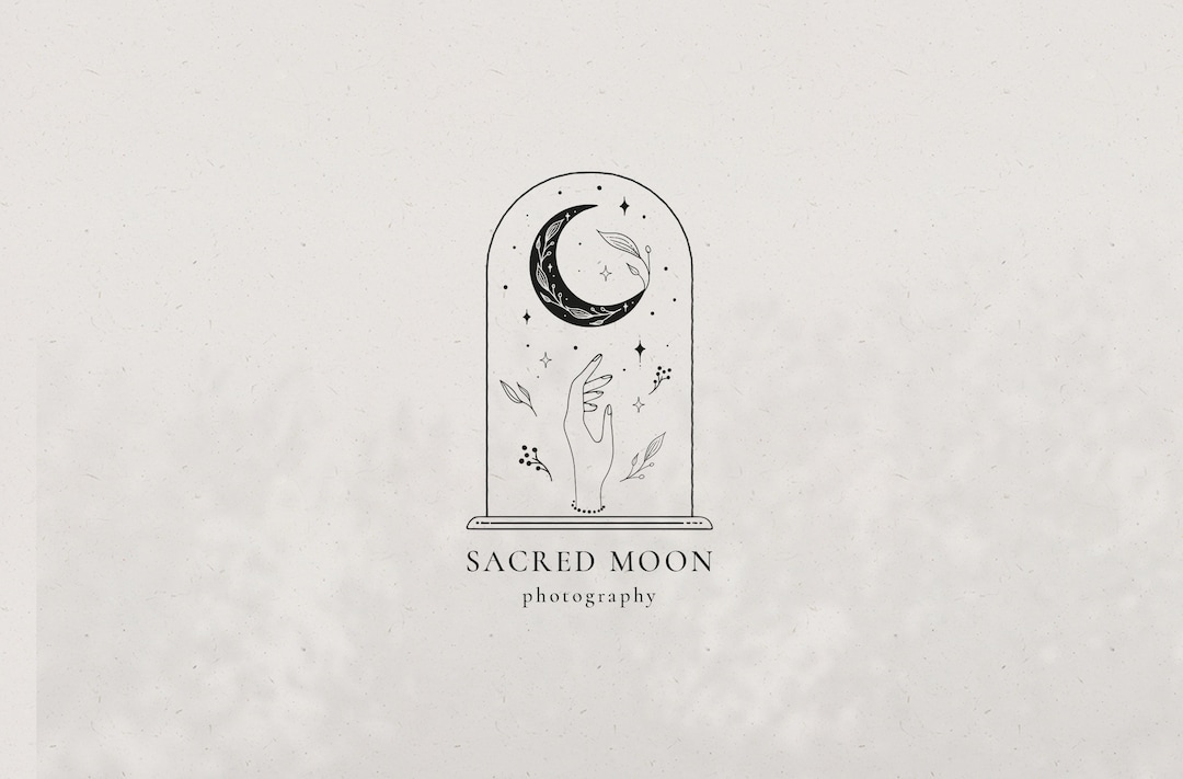 Premade Moon Brand Logo Design for Blog or Small Business, Line Art ...