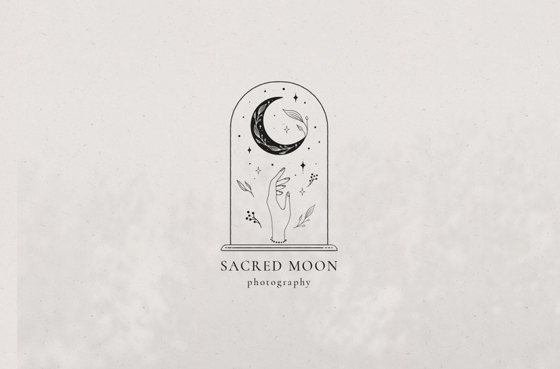 Premade Moon Brand Logo Design for Blog or Small Business, Line Art ...