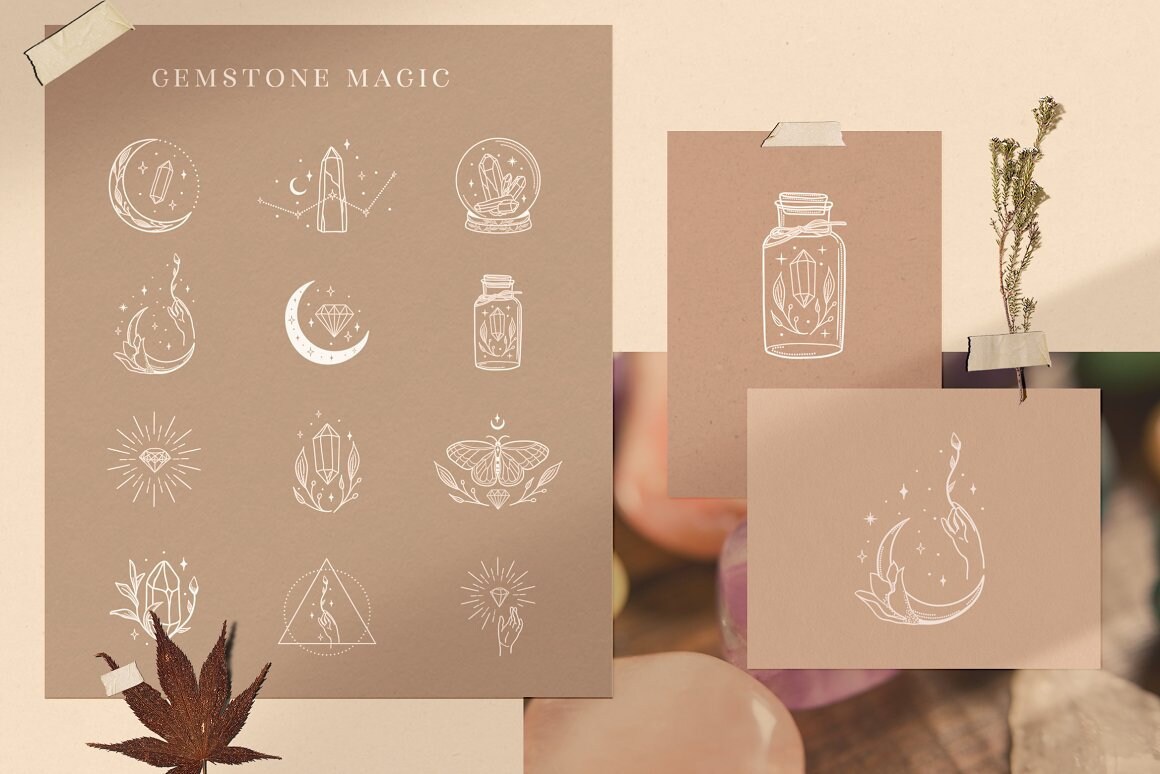 White Logo Designs With Gemstones. Gem Logo, Crystal Logo, Diamond ...