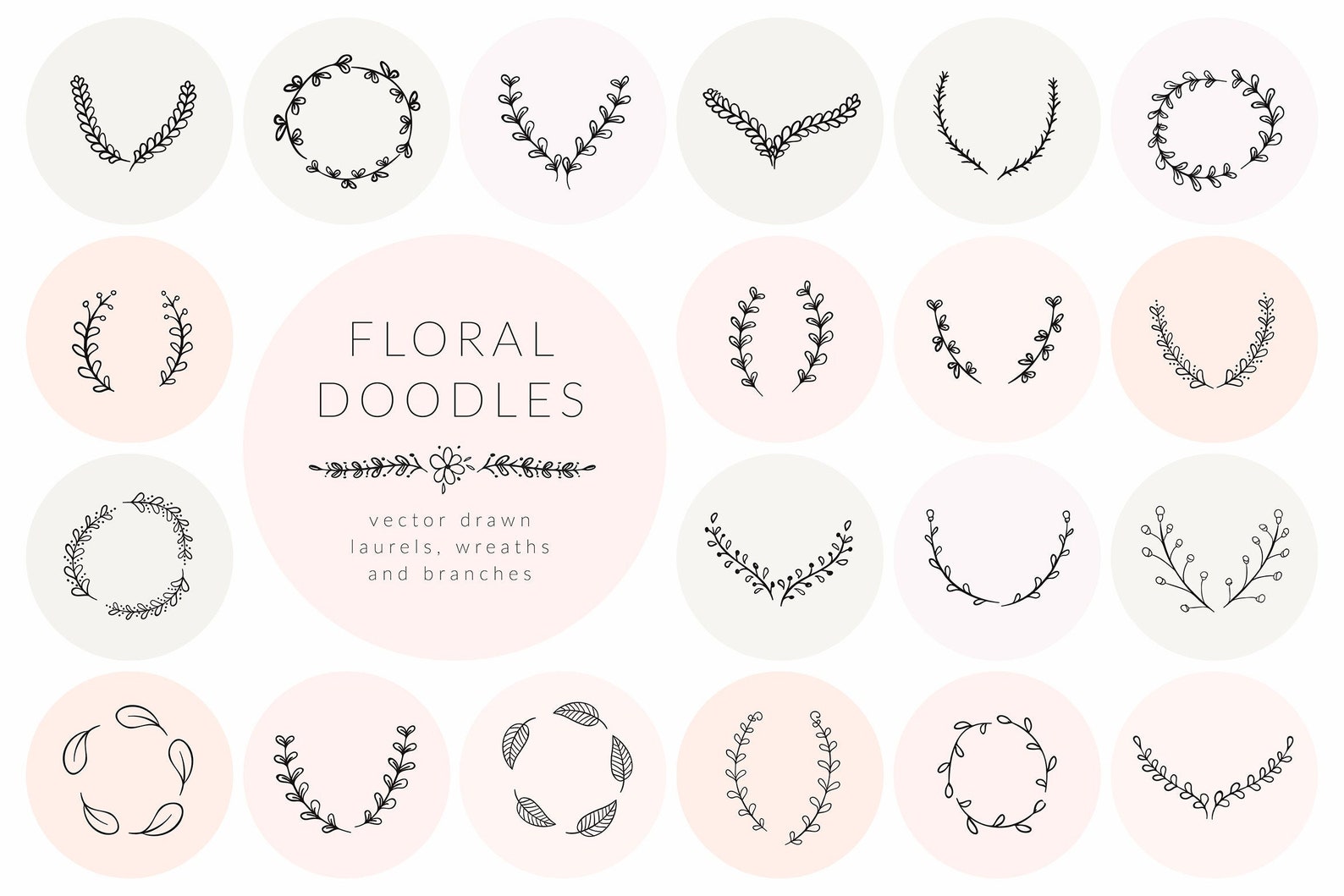 Hand Drawn Floral Doodles: SVG Hand Drawn Doodle Florals - Etsy