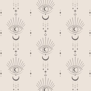 Premade Moon Eye Brand Logo Design for Blog or Small Business, Line Art ...