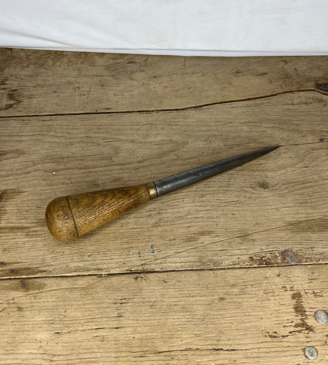 Antique Leather Tool / Bradawl With Turned Wooden Handle - Etsy