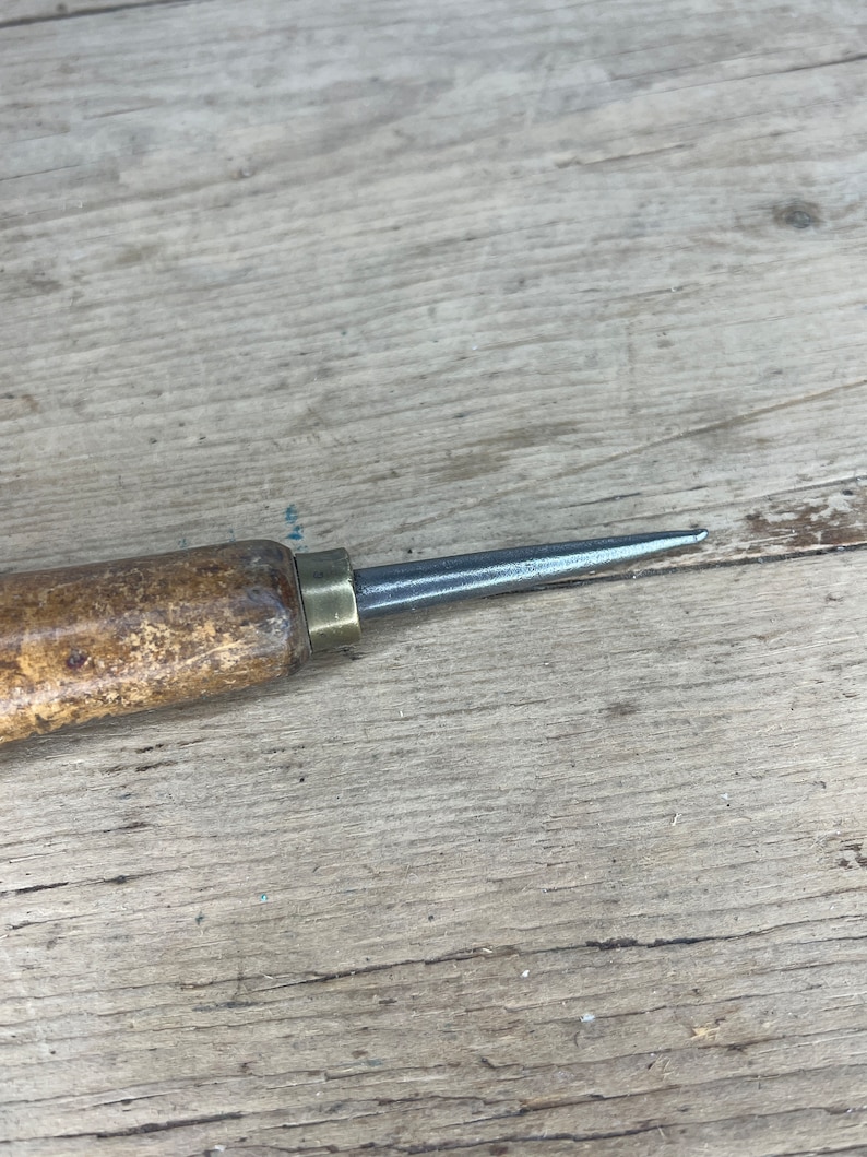 Vintage Leatherworking Awl With Wooden Handle - Etsy UK