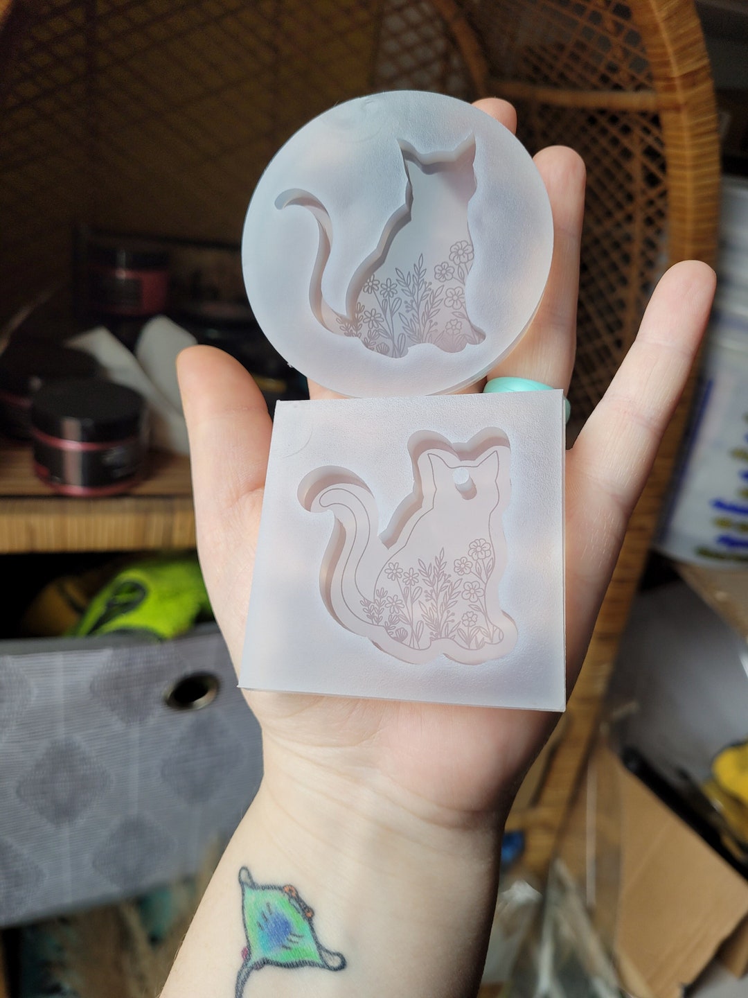 2 Inch, Cat Mold, Resin Mold, Crafting Mold, Kitty Mold, Floral Cat ...
