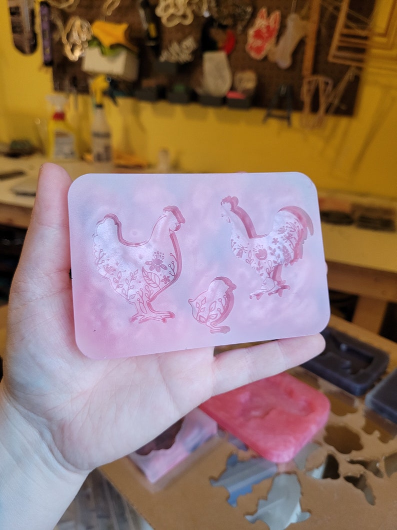 Chicken Mold, Silicone Mold, Mold, Resin Mold, Rooster Mold, Craft Mold ...