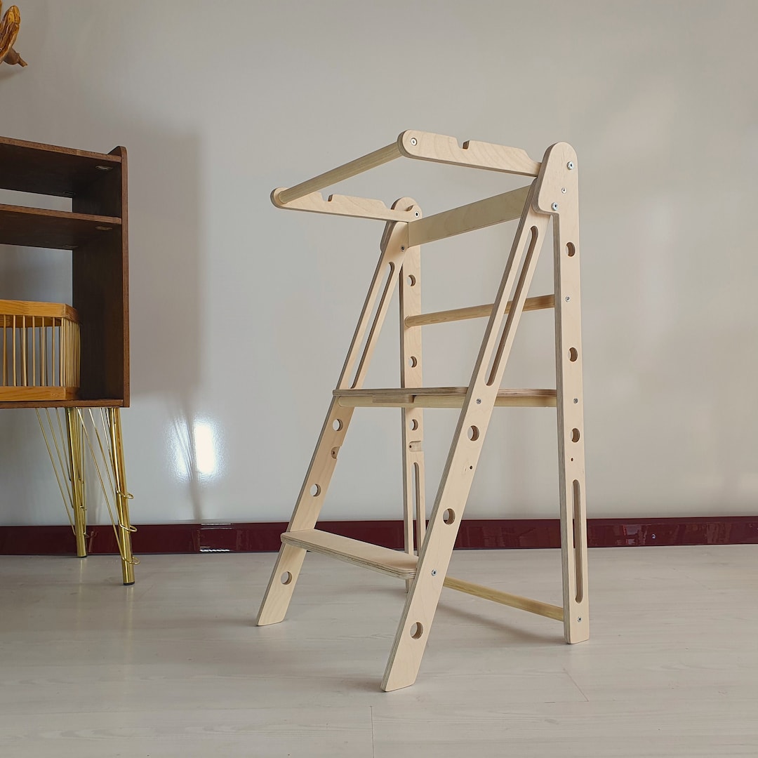 Slim Foldable Learning Stool, Kitchen Learning Tower, Thin Montessori ...