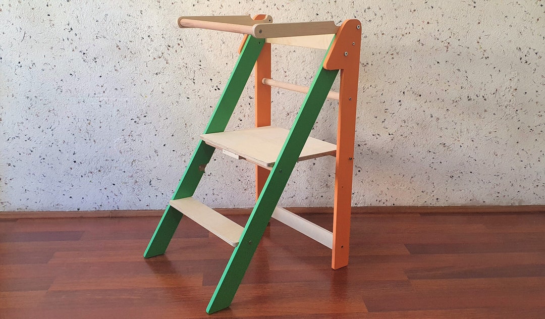 Colored Folding Helper Stool, Kitchen Learning Stool, Montessori Tower ...