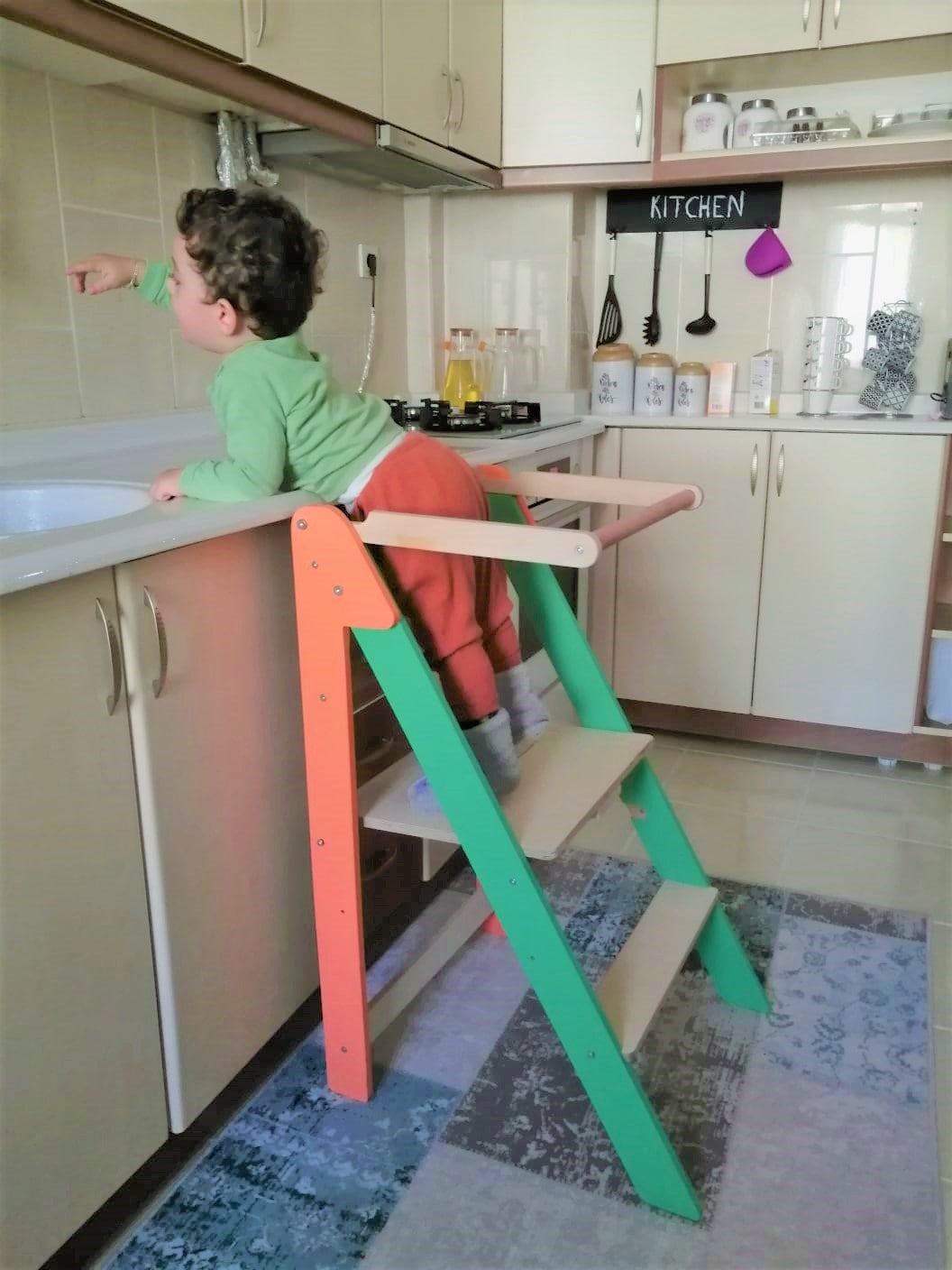 Folding Helper Stool, Kitchen Learning Stool, Montessori Tower ...