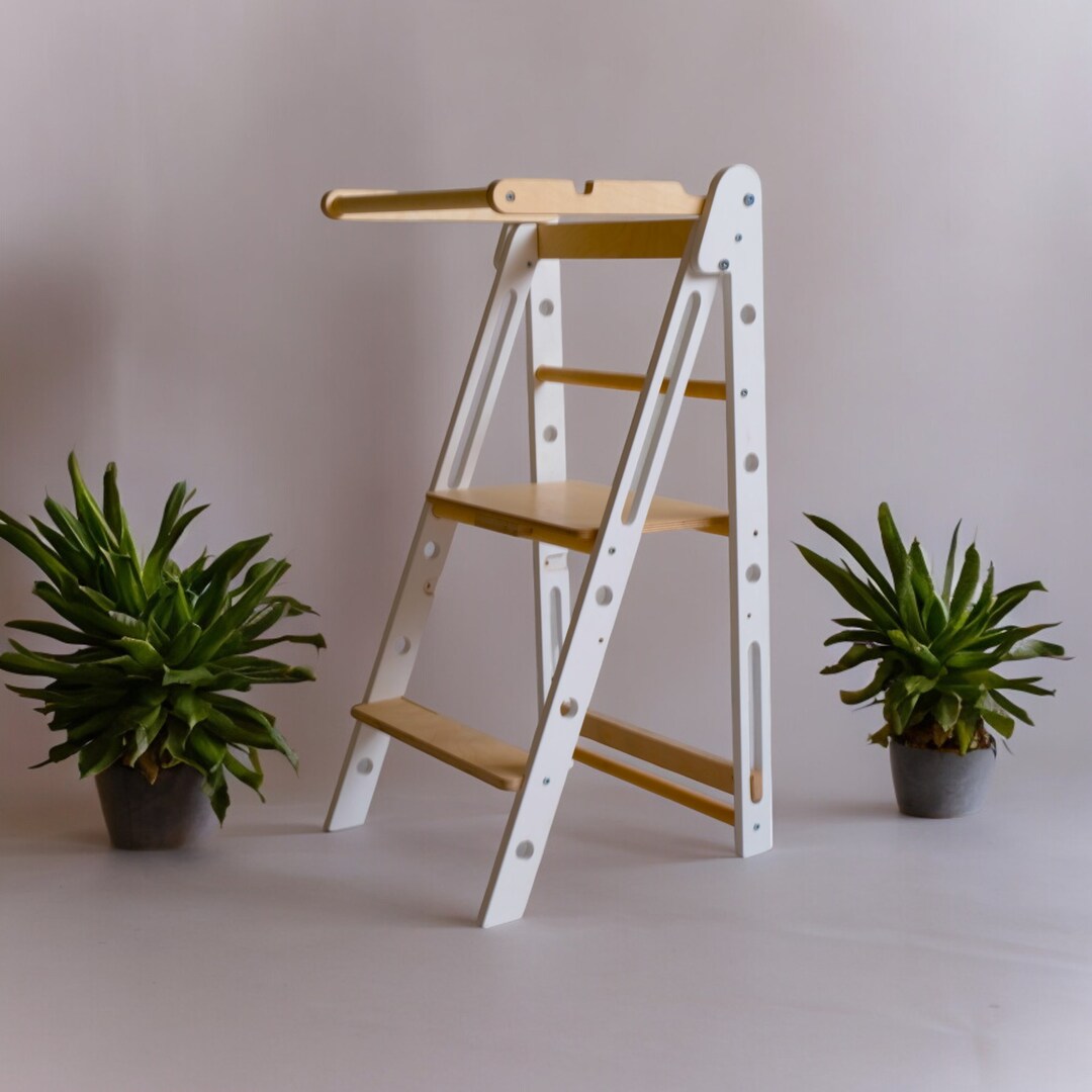 Foldable Montessori Helper Stool - Adjustable & Foldable Toddler ...