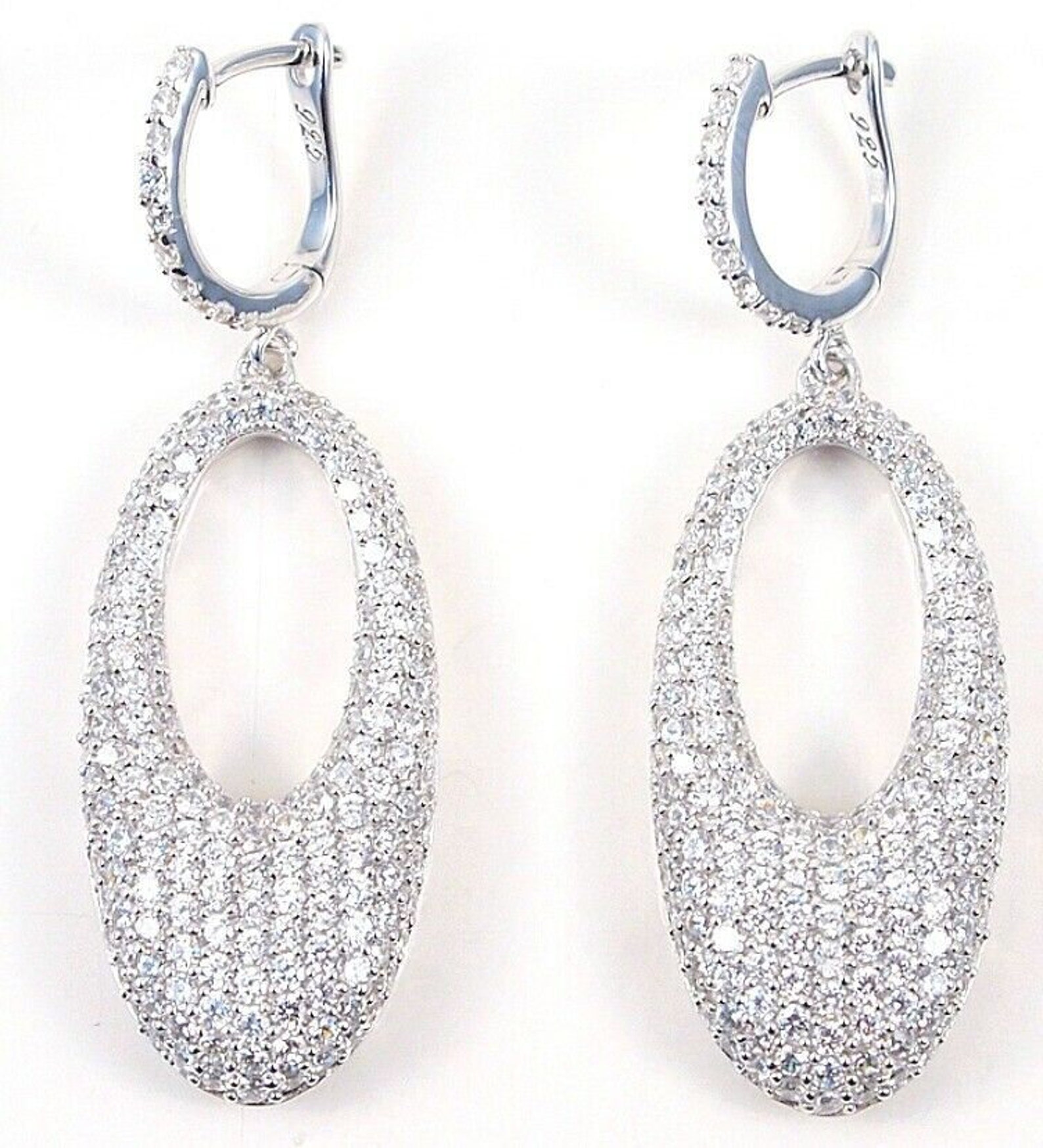 Hoop Earrings-pave Signity CZ Black Rose Yellow or Sterling - Etsy