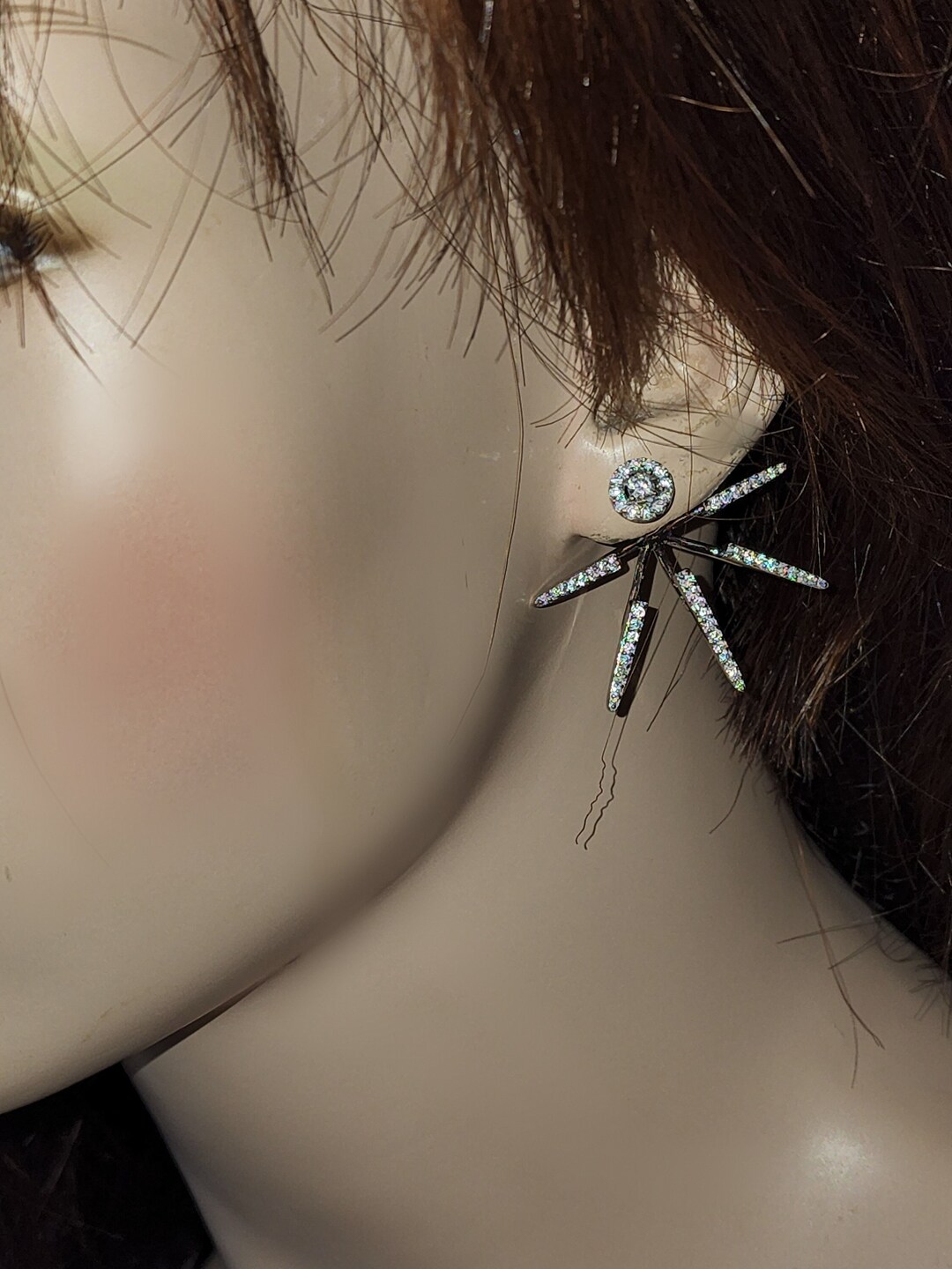 Pave & Round Stud Signity CZ Sterling Silver Halo Spike Ear Jacket ...