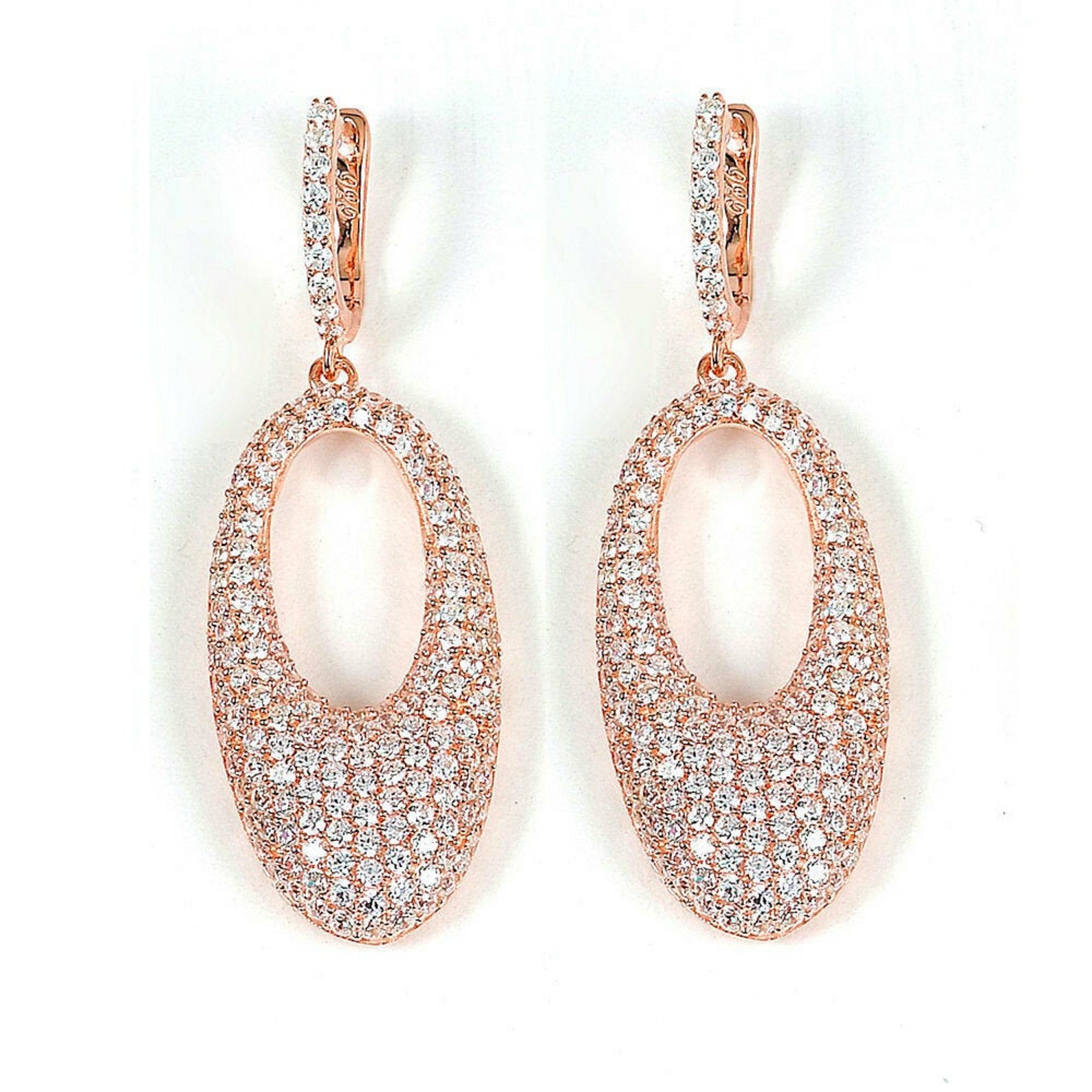 Hoop Earrings-pave Signity CZ Black Rose Yellow or Sterling - Etsy