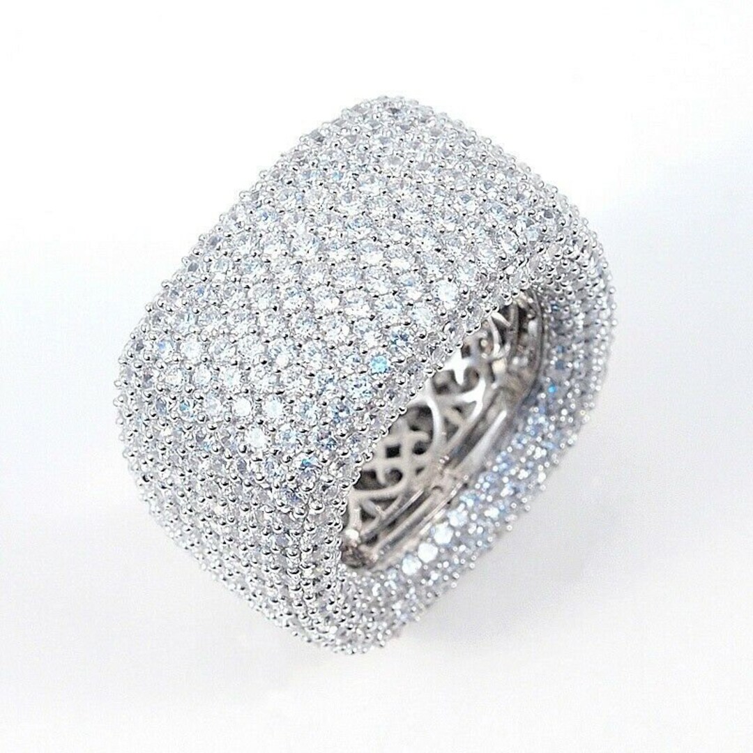 Square CZ Eternity Ring-pave CZ Sterling Silver Square Eternity All ...