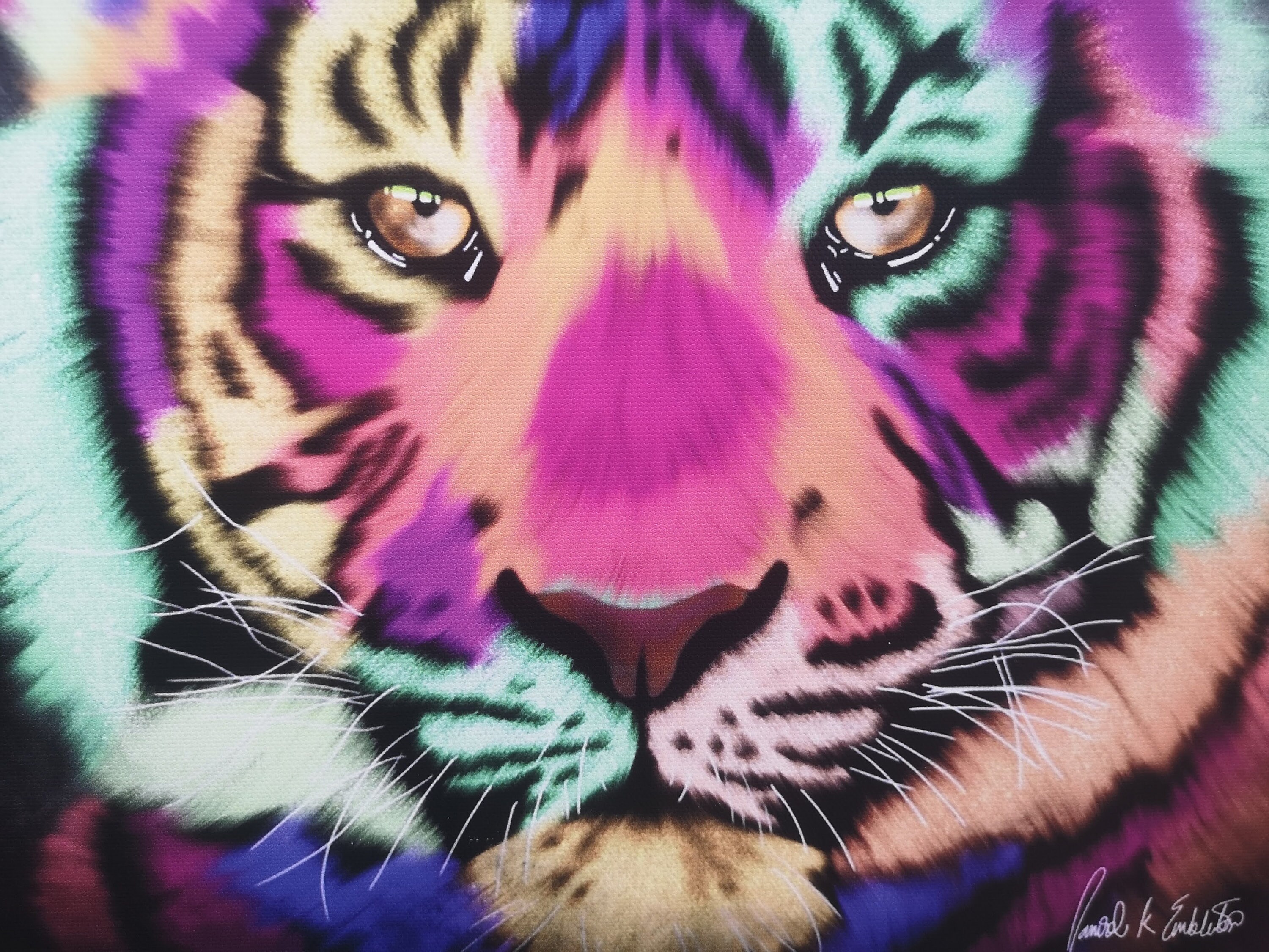 Limited Edition Multicoloured Tiger Face Canvas Print Digital | Etsy