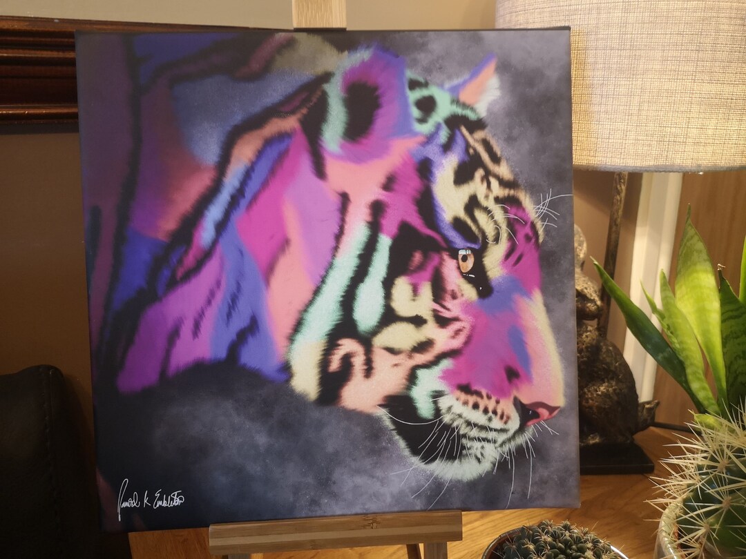 Limited Edition Multicoloured Tiger Side Canvas Print Digital Art Home ...