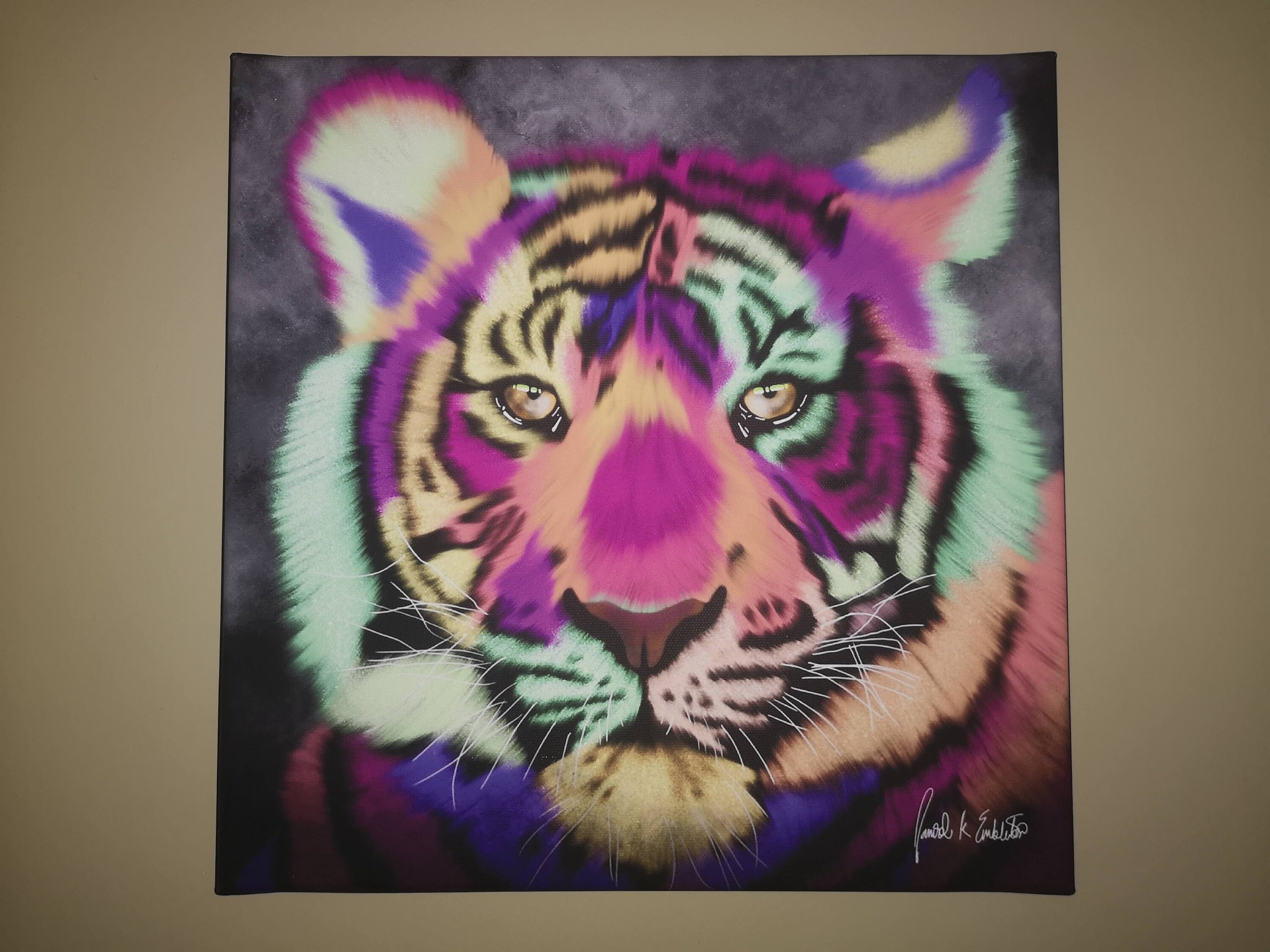 Limited Edition Multicoloured Tiger Face Canvas Print Digital | Etsy