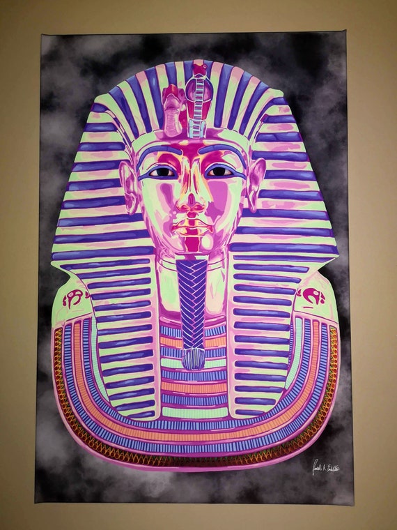 Egyptian King Tut Multicolour Digital Art Décor Picture Canvas | Etsy