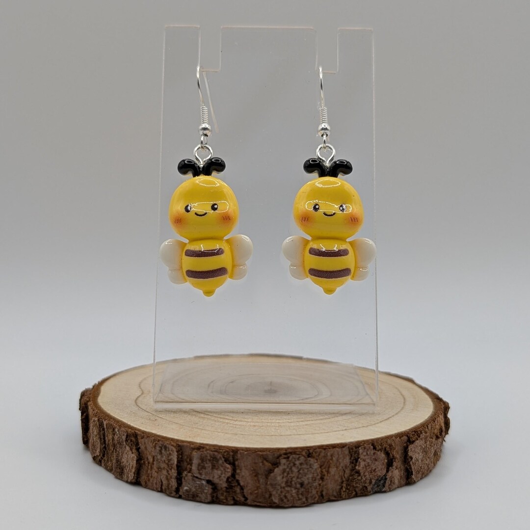 Cute, Quiry Kawaii Bee Drop Earrings - Etsy