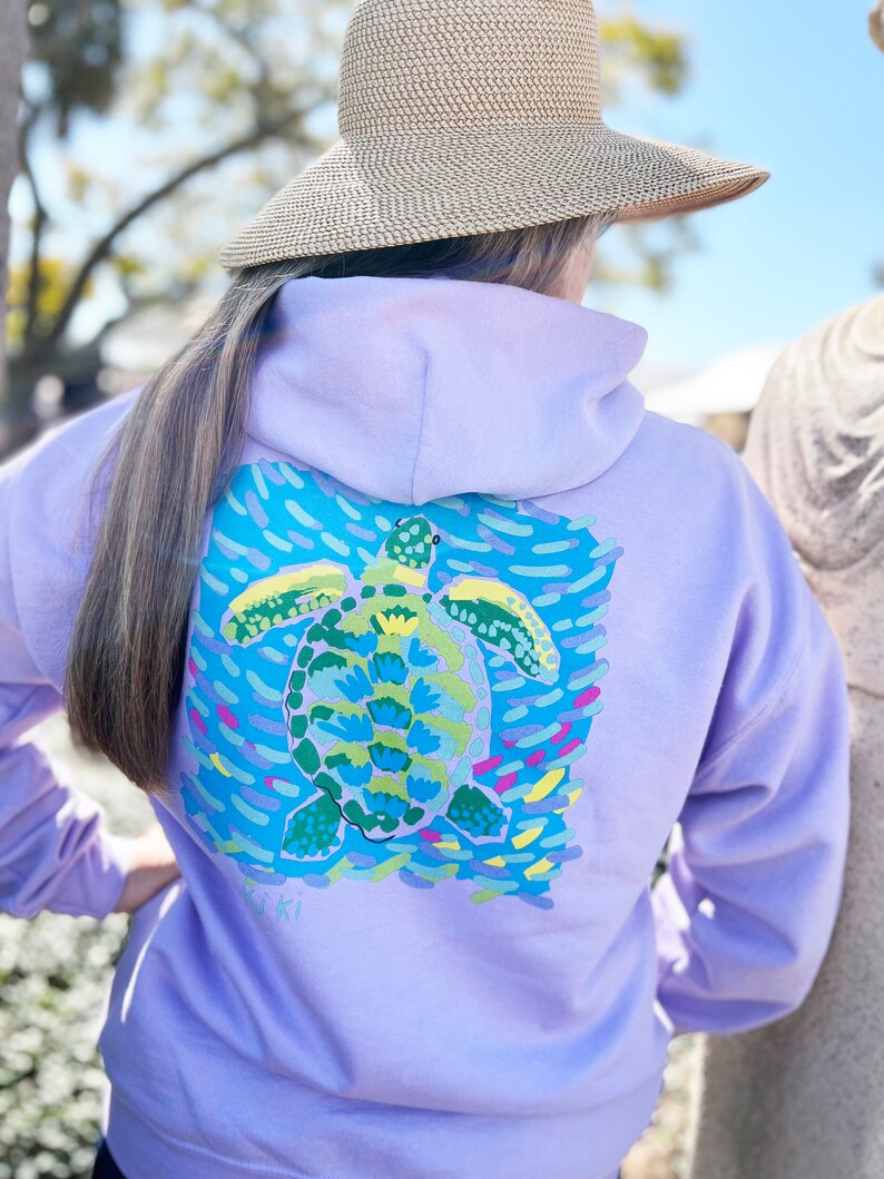 Island Sea Turtle Hoodie in Lavender by Abakiki™, Silk Screened 50/50 ...