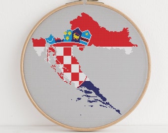 Croatian Flag Cross Stitch - Etsy