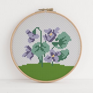 Violets Cross Stitch Pattern Simple Beginner Friendly Flower - Etsy