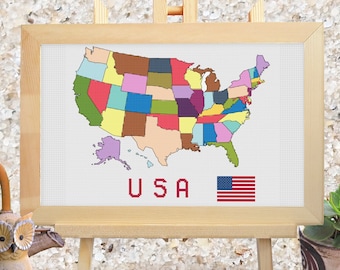 United States Map Cross Stitch | Etsy