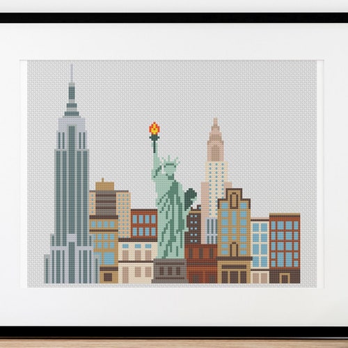 New York City Cross Stitch Pattern NYC Skyline Nostalgia - Etsy