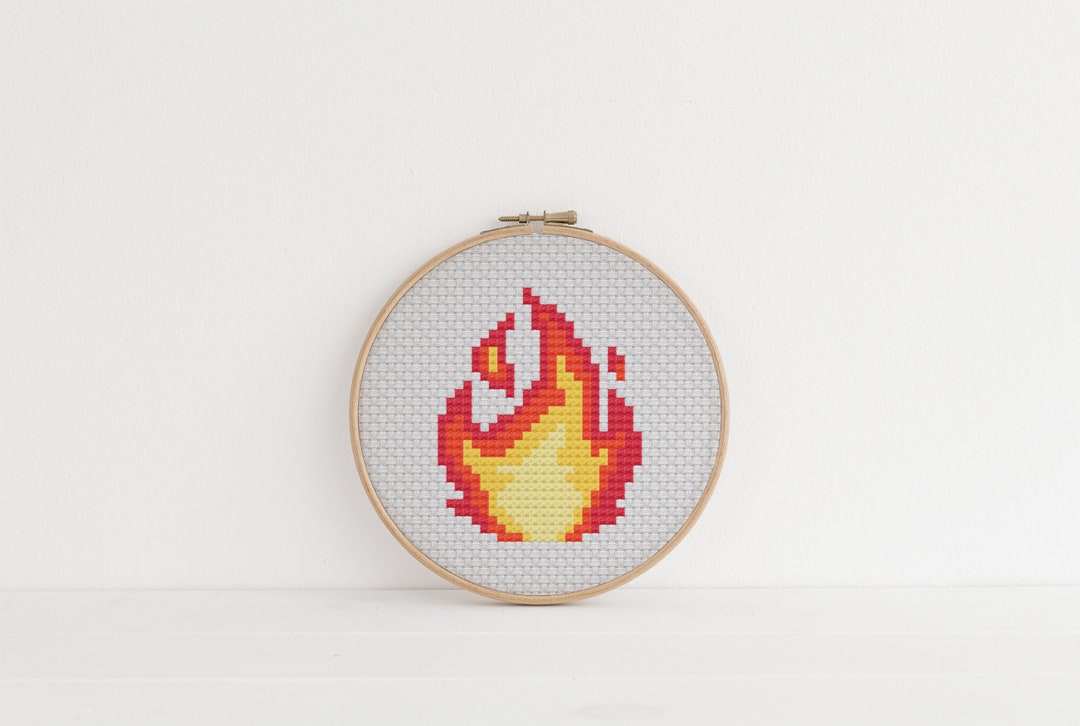 Fire Emoji Cross Stitch Pattern Hot Lit Flame Cute Funny Design 4 Colors - Etsy