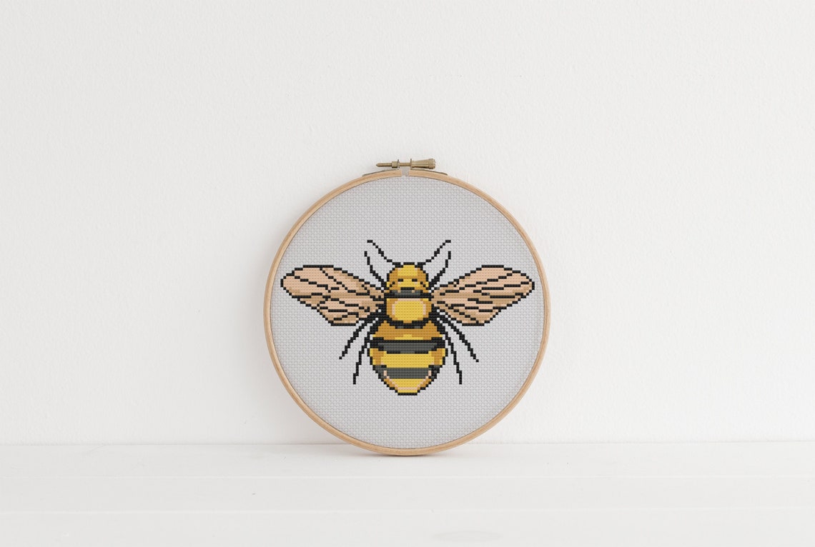 Bumble Bee Cross Stitch Pattern Cute Modern Insect Design 6 Colors - Etsy