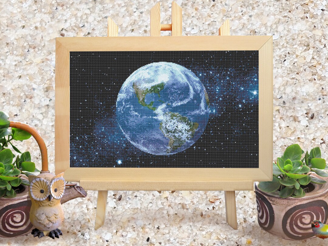 Outer Space Cross Stitch Pattern Earth Among the Stars Huge Complex ...