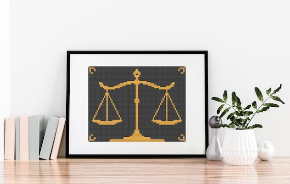 Scales Cross Stitch Pattern Balance Justice Rustic Design 1 | Etsy