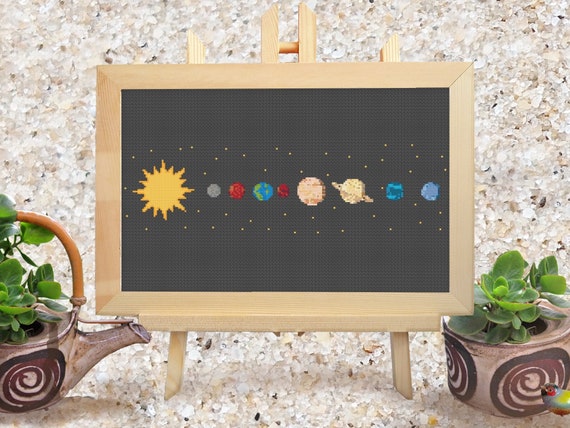 Solar System Cross Stitch Pattern Modern Outer Space Science - Etsy