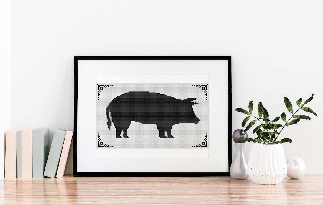 Pig Cross Stitch Pattern Friendly Farm Animal Beginner Cattle Design 1 ...