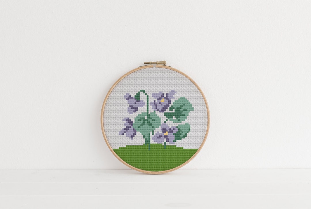 Violets Cross Stitch Pattern Simple Beginner Friendly Flower Design 6 ...