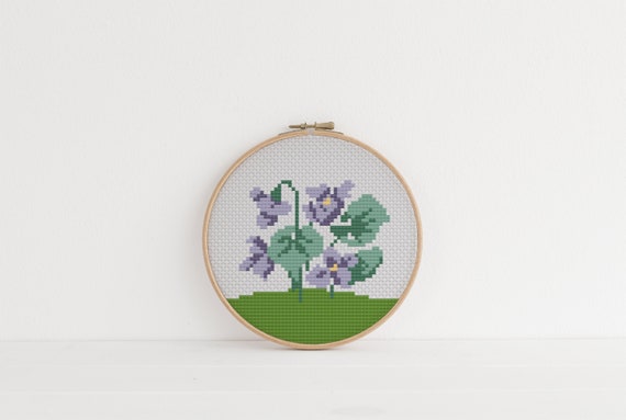 Violets Cross Stitch Pattern Simple Beginner Friendly Flower - Etsy
