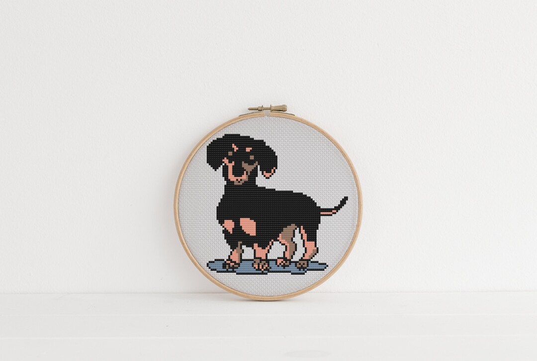 Dachshund Cross Stitch Pattern Cute Puppy Dog Pet Lover Design 4 Colors ...
