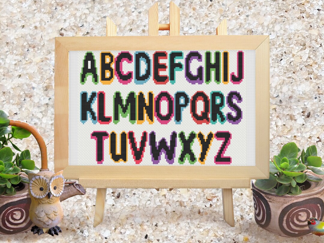 Colorful Alphabet Simple Cross Stitch Pattern Decorative Useful Design ...