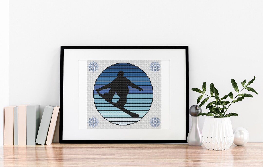 Snowboarding Cross Stitch Pattern Winter Sports Ski Resort Vacation ...