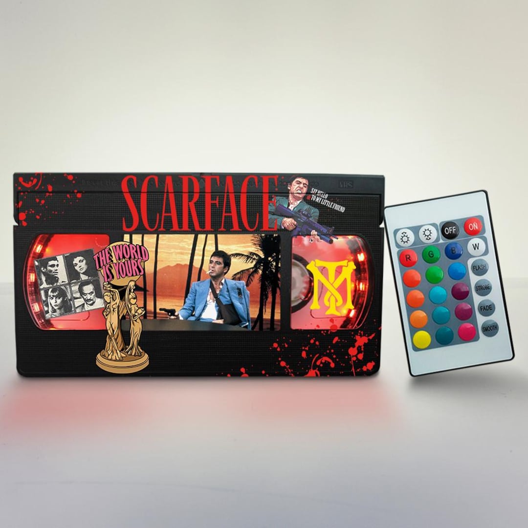 Retro VHS Lamp: Scarface Movie LED Light, USB Powered With Remote - Etsy