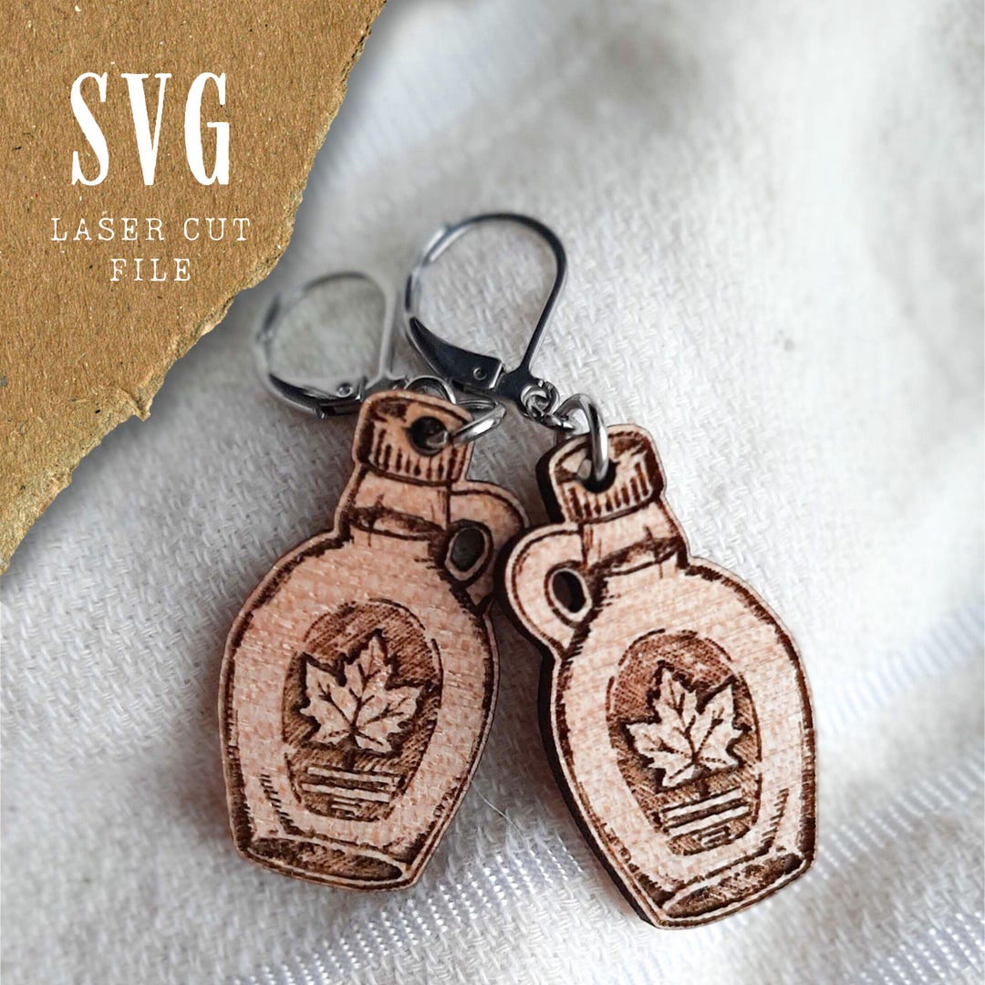 Maple Syrup Bottle Earrings SVG | Mini Syrup Bottle Earrings Cut File ...