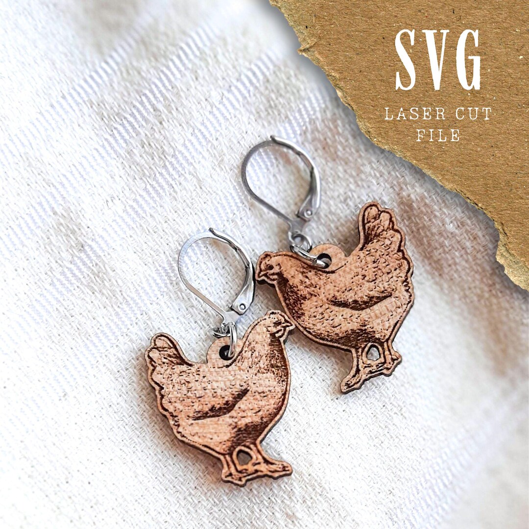 Chicken Earrings SVG File for Crafting Unique Handmade Jewelry, Perfect ...