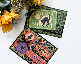 Halloween Handmade Cards Set of 2 October Witch Cards Greeting Cards ...