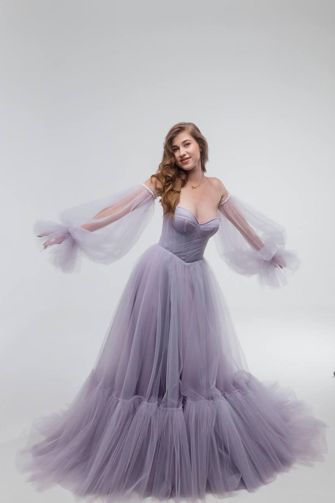 Lavender Tulle Wedding Dress – A Dreamy Boho Bridal Gown in Custom ...