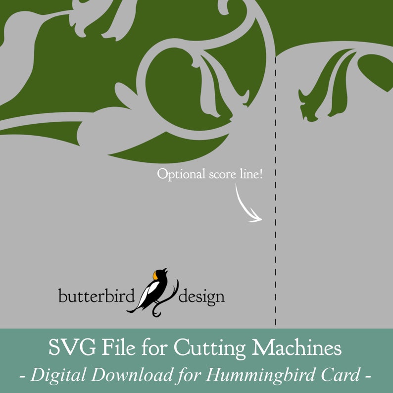 Hummingbird Card SVG / Digital Download / DIY 7 in X 5 in Card / File ...