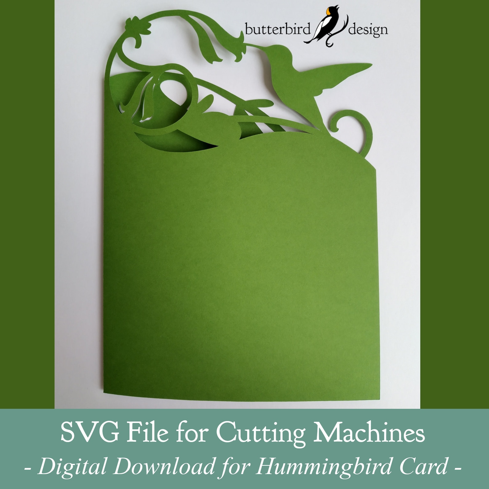Hummingbird Card SVG / Digital Download / DIY 7 in X 5 in Card / File ...